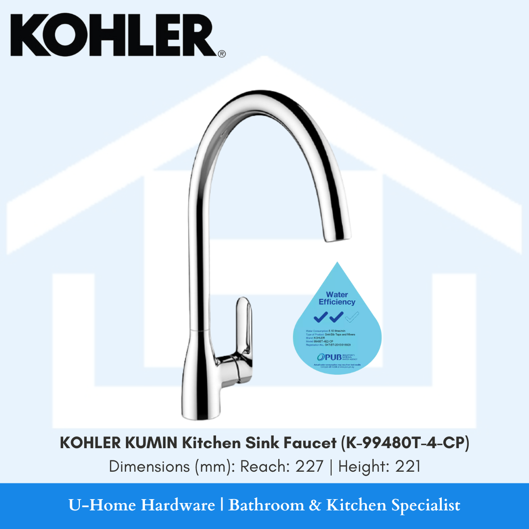 KOHLER KUMIN Kitchen Mixer Tap Faucet (K-99480T-4-CP) – U-Home Hardware