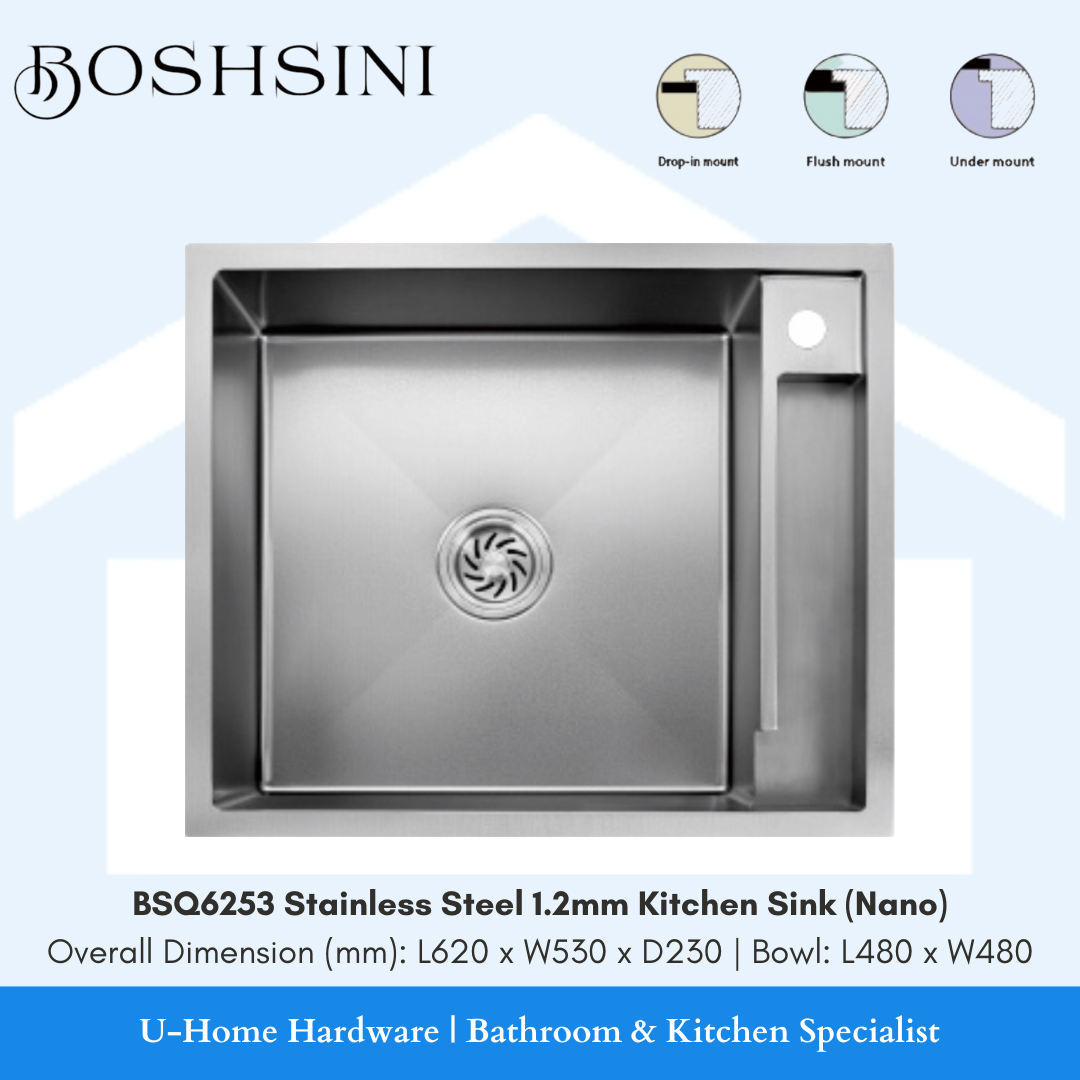 BOSHSINI BSQ6253 Stainless Steel Kitchen Sink (Nano) – U-Home Hardware