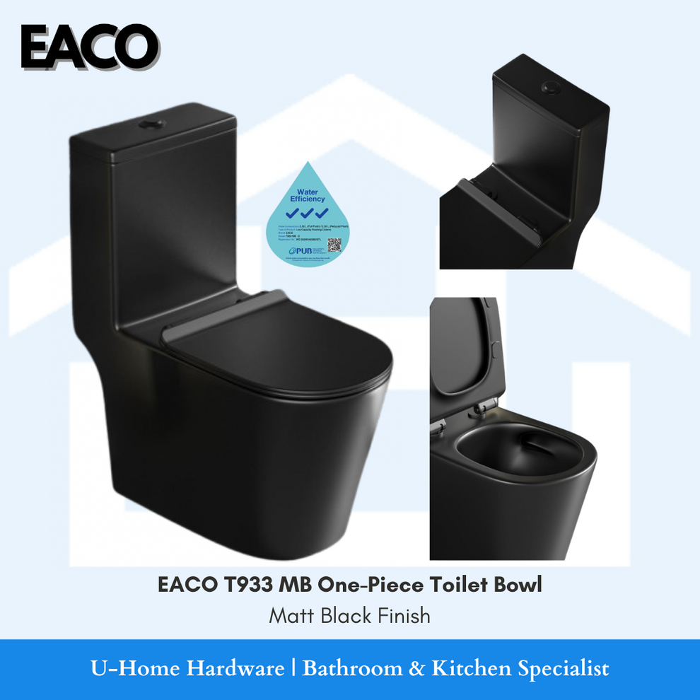 EACO T933MB Matt Black One-Piece Toilet Bowl – U-Home Hardware