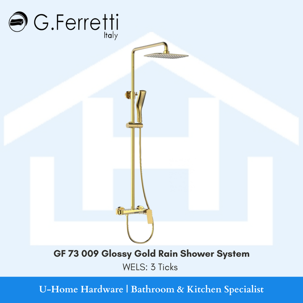 G.FERRETTI GF 73 009 Glossy Gold Rain Shower Set – U-Home Hardware