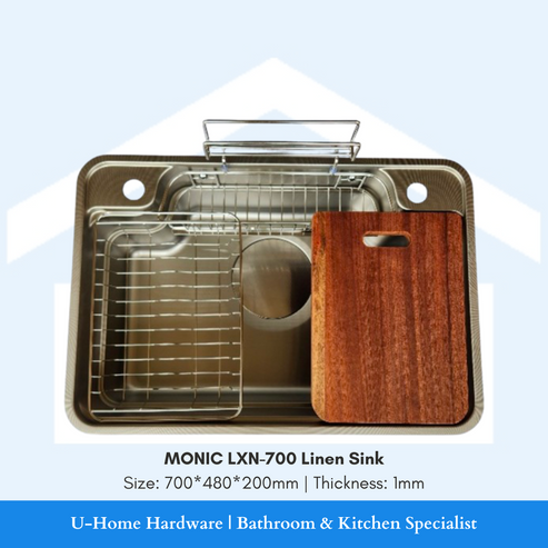 MONIC LXN-700 Undermount Linen Kitchen Sink (Stainless Steel) – U-Home ...