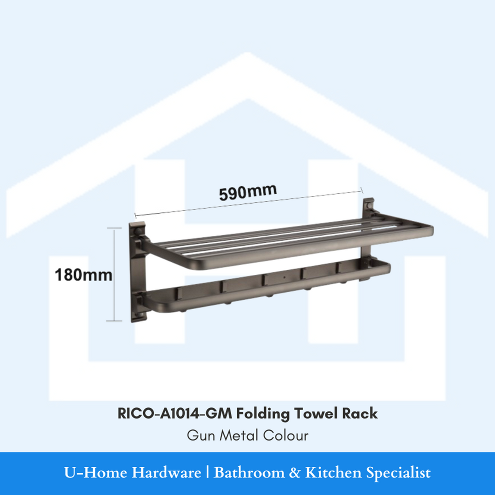 RICO A1014-GM Folding Towel Rack (Gun Metal Finishing) – U-Home Hardware